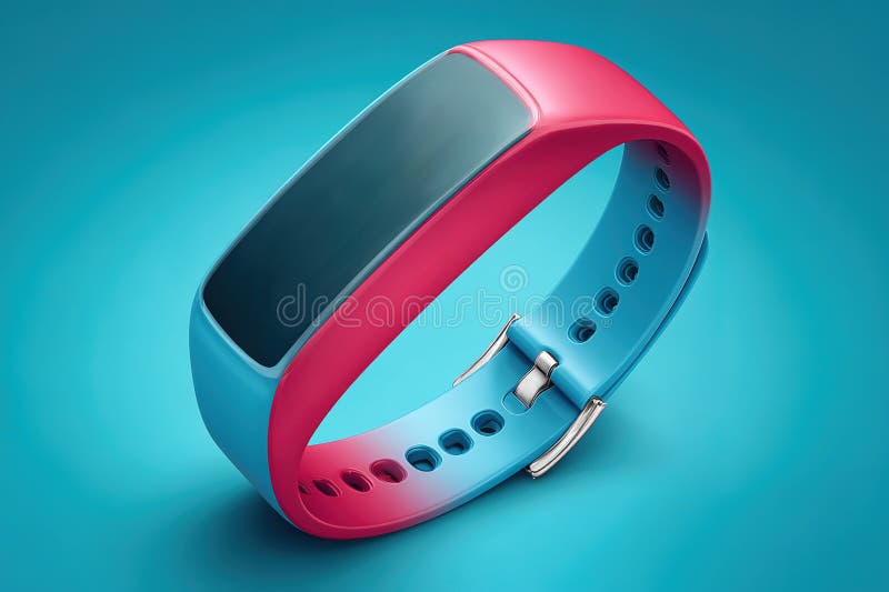 Fitness Tracker with a Colorful Design Displayed on a Bright Blue ...