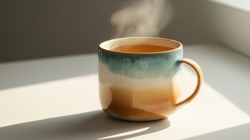 Fitness Tracker, Hand-painted Ceramic Mug, Filled with Steaming Tea ...
