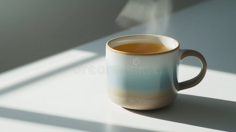 Fitness Tracker, Hand-painted Ceramic Mug, Filled with Steaming Tea ...