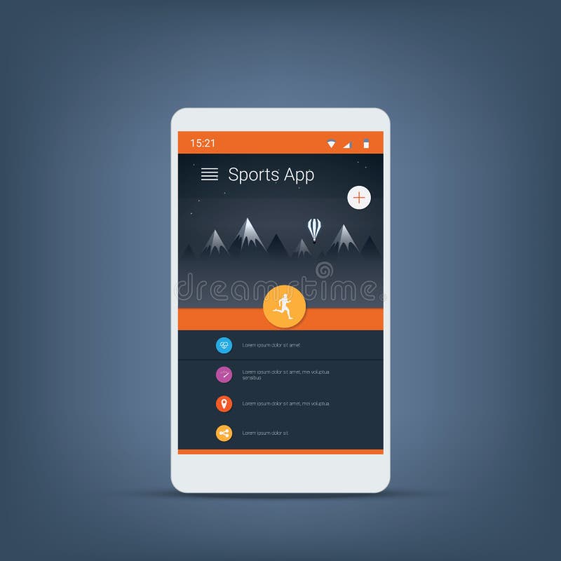 Fitness Tracker Smartphone User Interface Vector Icons for Sports ...
