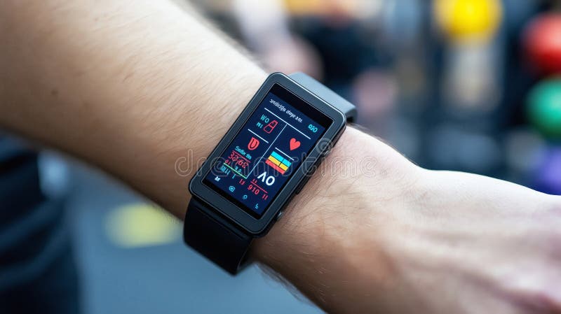 Fitness Tracker, Worn on a Wrist and Displaying Activity Stats on Its ...