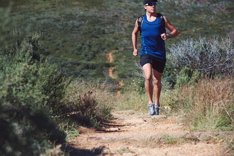 Fitness trail man stock photo. Image of blue, path, mountain - 40579922