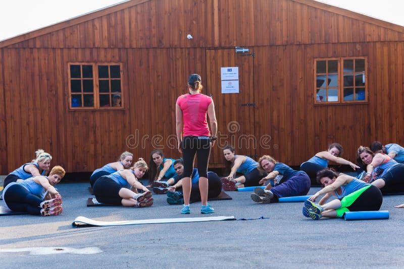 Fitness Trainer Class Stretching Editorial Photography - Image of ...