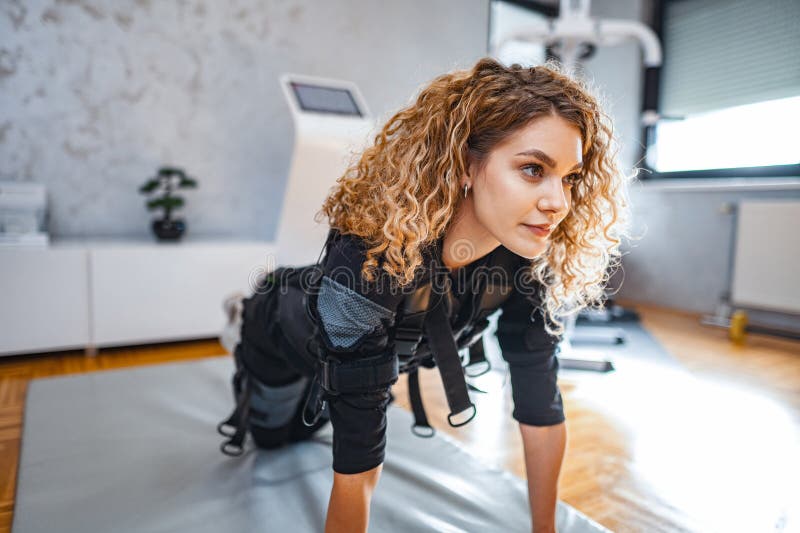 Fitness Training with Electrical Muscle Stimulation Stock Image - Image ...