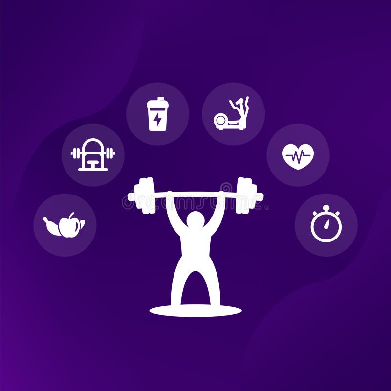 Fitness and Training Icons, Gym and Workout Vector Stock Vector ...
