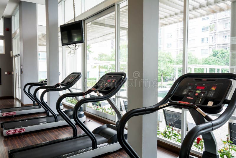 Fitness treadmill stock photo. Image of listening, aerobics - 81748080