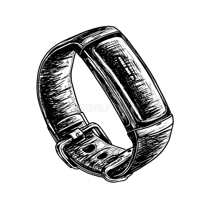 Smartwatch Vector Drawing. Isolated Hand Drawn, Engraved Style ...
