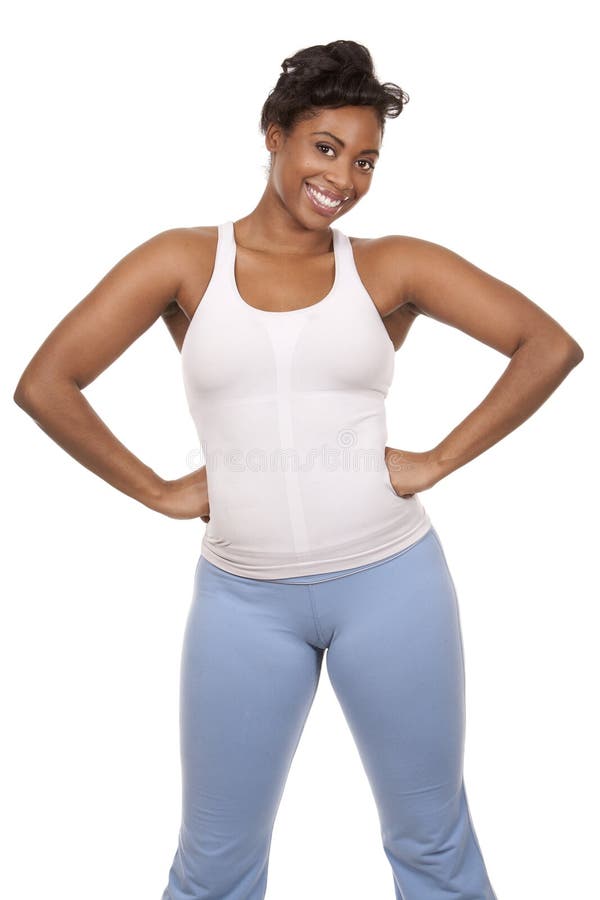 Ethnic Afro-American Woman in Sporty Bra Stock Photo - Image of fitness ...