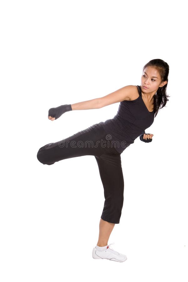 Fitness Woman in Combat Stance Stock Photo - Image of calming ...
