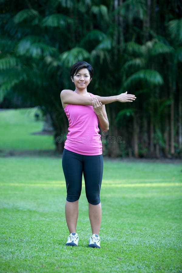 Fitness Woman Doing Stretching Exercises Stock Image - Image of ...