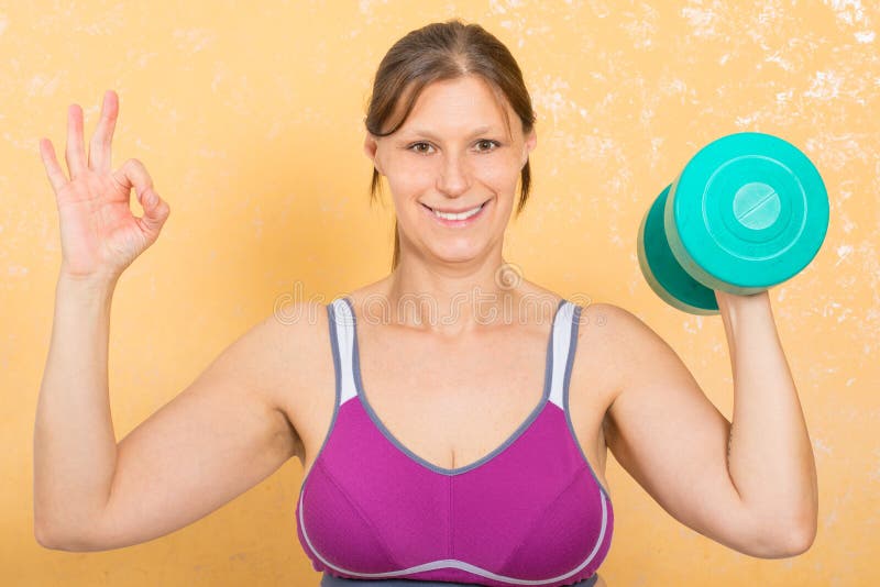 Fitness Woman is Doing Weights for Arms at Home Stock Image - Image of ...
