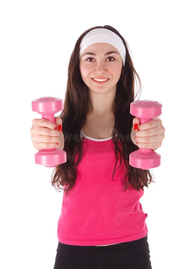 Fitness Woman with Dumbbell Stock Photo - Image of lifestyle, pretty ...