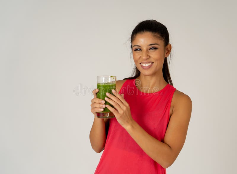 Happy Beautiful Fit Sport Woman Smiling And Drinking Healthy Fresh