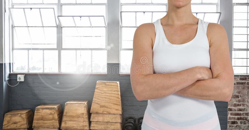 Fitness Woman Torso in a Gym Stock Photo - Image of advertisement ...
