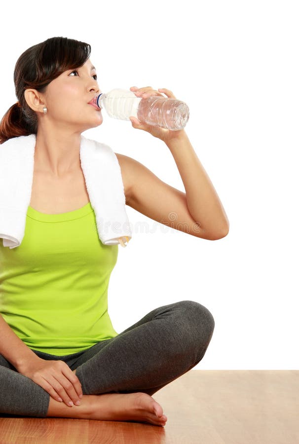 Fitness Woman Drinking Water from Bottle at Gym Stock Photo - Image of ...