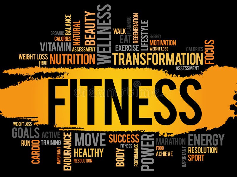 FITNESS word cloud stock illustration. Illustration of energy - 200054314
