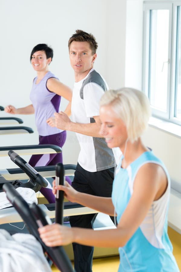 Fitness Young People on Treadmill Running Exercise Stock Image - Image ...