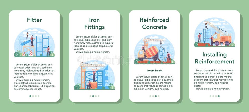 Fitter or Installer Mobile Application Banner Set. Industrial Builder ...