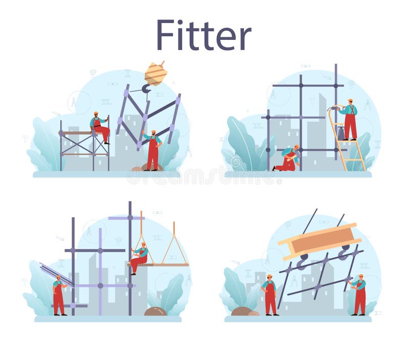 Fitter or Installer Set. Industrial Builder at the Construction Site ...
