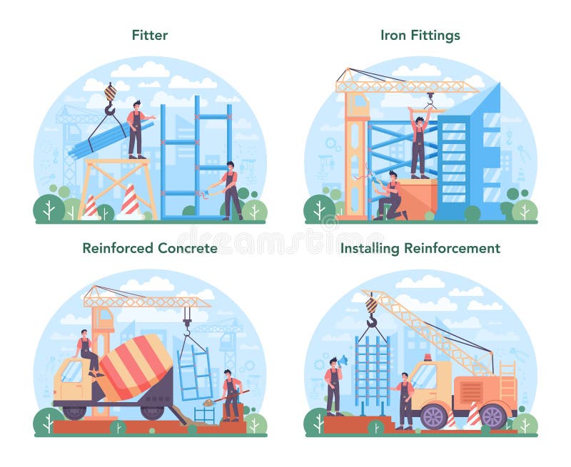 Fitter or Installer Set. Industrial Builder at the Construction Site ...