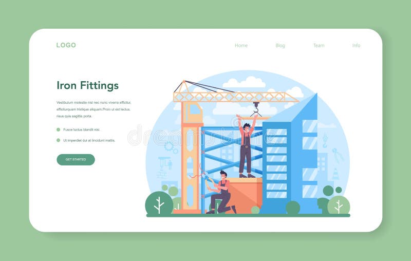 Fitter or Installer Web Banner or Landing Page. Industrial Builder ...