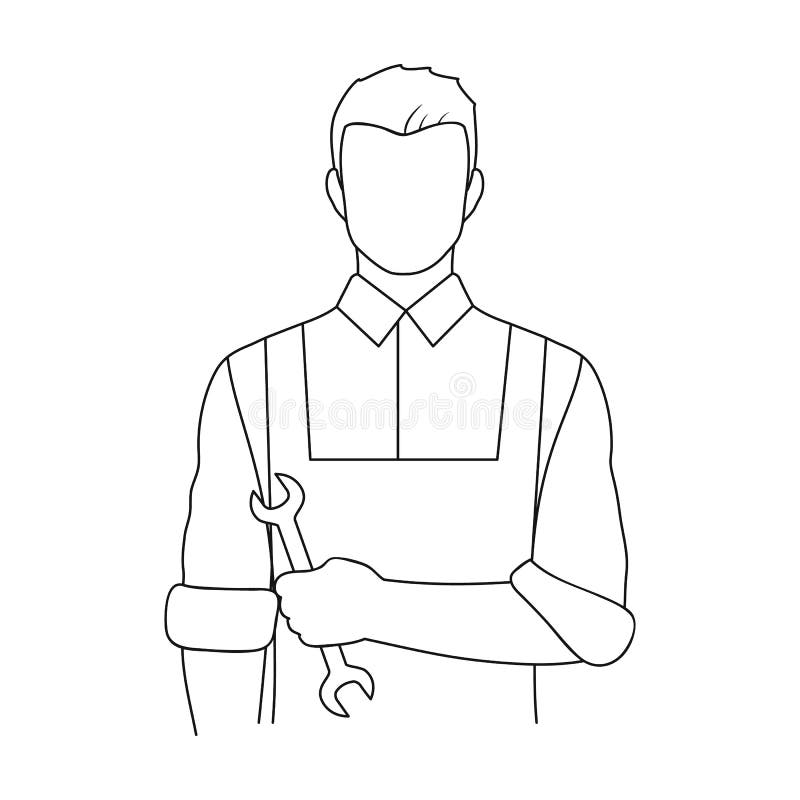 Outline Car Mechanic Vector Icon. Isolated Black Simple Line Element ...