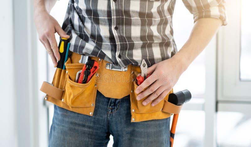 Fitter Wearing Belt with Professional Tools Stock Photo - Image of ...