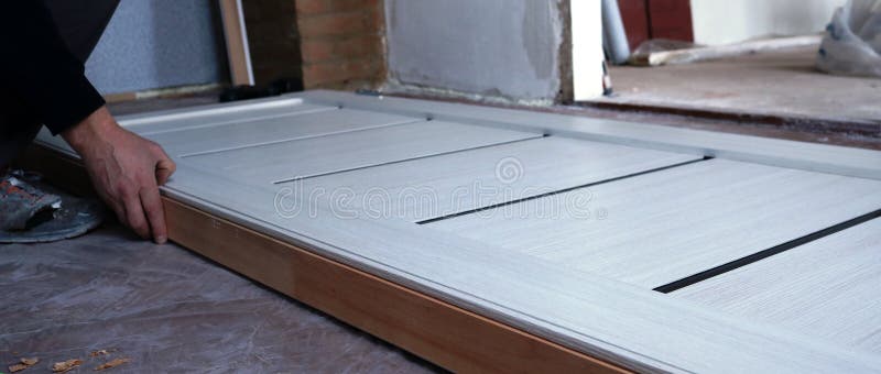 The Process of Installing an Interior Door Frame Stock Photo - Image of ...