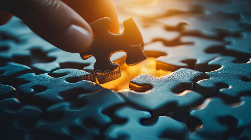 Fitting Last Puzzle Piece. Teamwork Concept. Solving Problems, Business ...