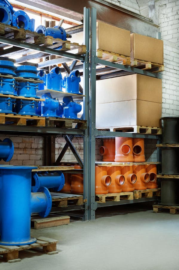 Fitting for Plastic Pipes Stacked in a Warehouse Yard Use Plumbing or ...