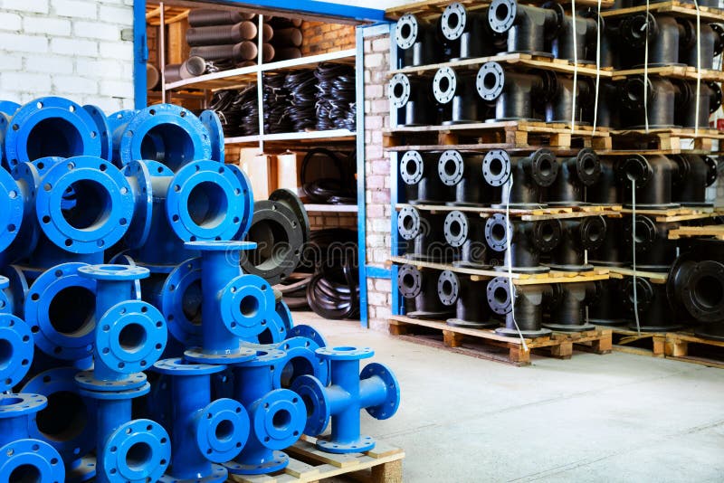 Fitting for Plastic Pipes Stacked in a Warehouse Yard Use Plumbing or ...