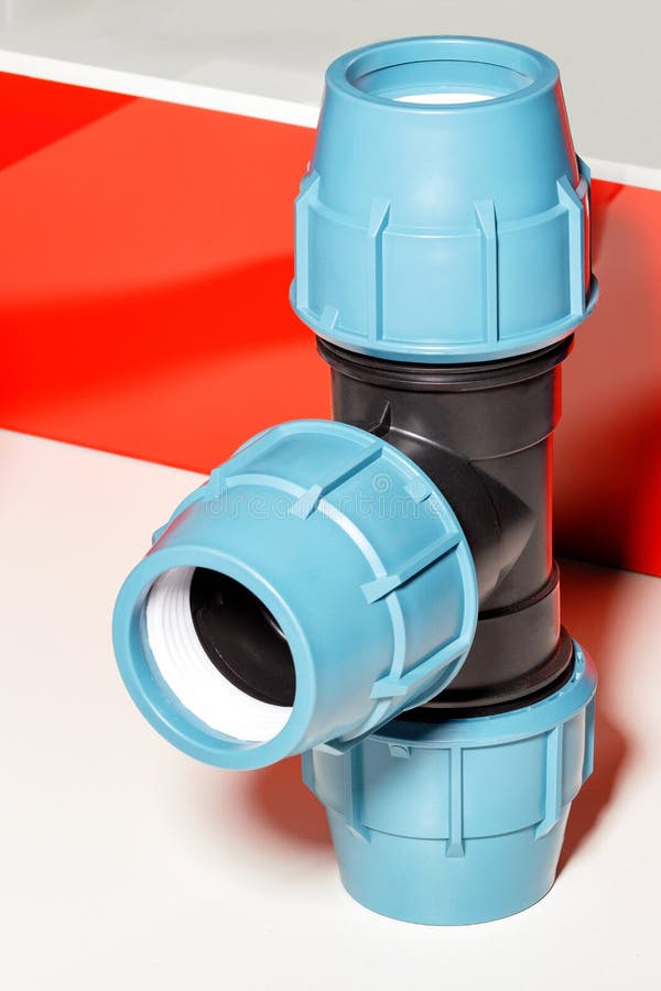 Fitting Tee for Connecting Water Pipes. Vertical Image Stock Image ...