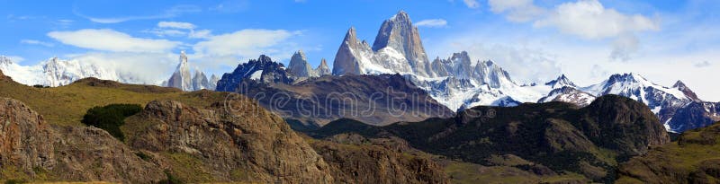 Panorama of the Fitz Roy Massif in Argentina Stock Photo - Image of ...