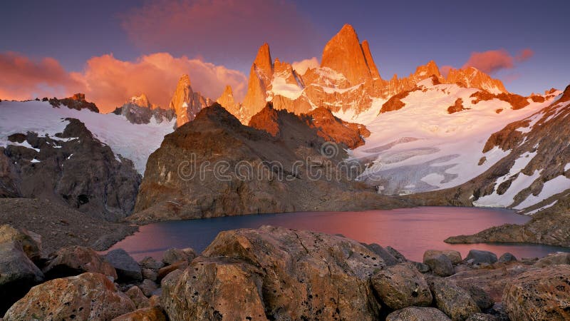 Fitz Roy Mountain in Patagonia at Sunset Stock Illustration ...
