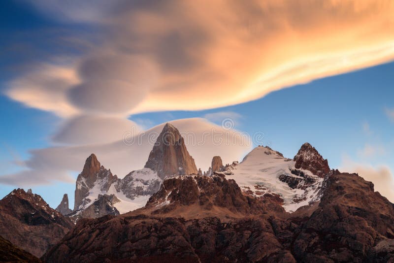 Fitz Roy Mountain Range in the Evening Light Stock Photo - Image of ...