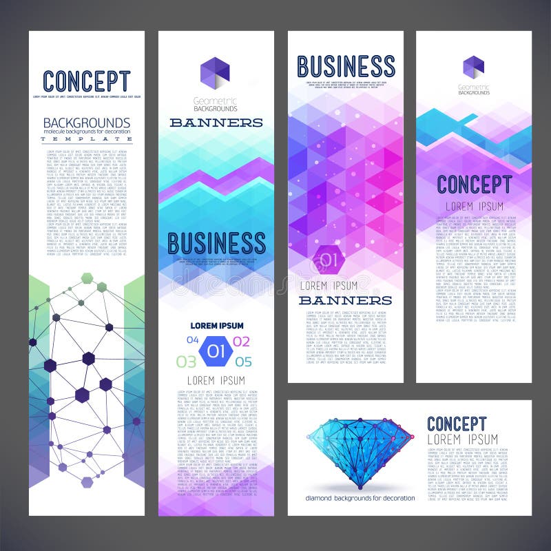 Five Abstract Design Banners, Business Theme Stock Vector ...