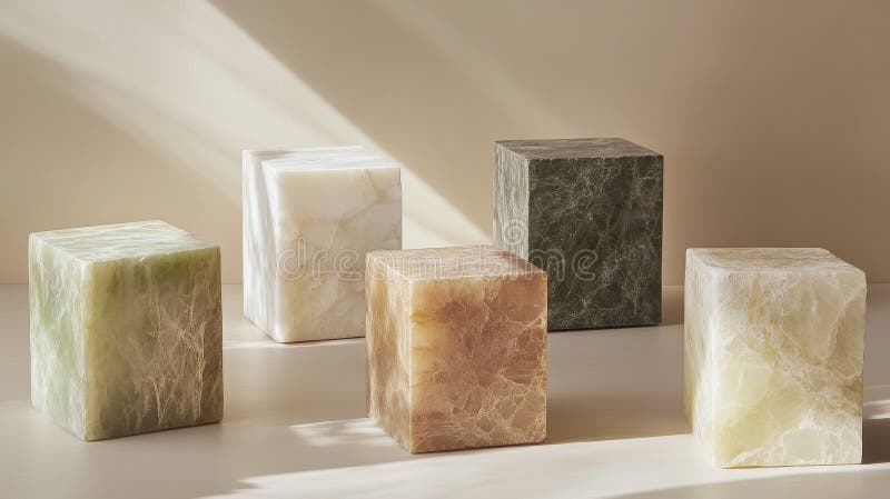 Five Alabaster Cubes in Varied Natural Hues Stock Photo - Image of home ...