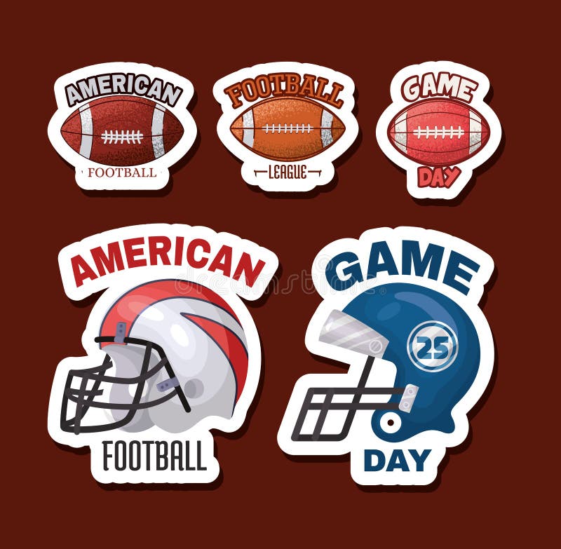 Five American Football Stickers Stock Vector - Illustration of gear ...