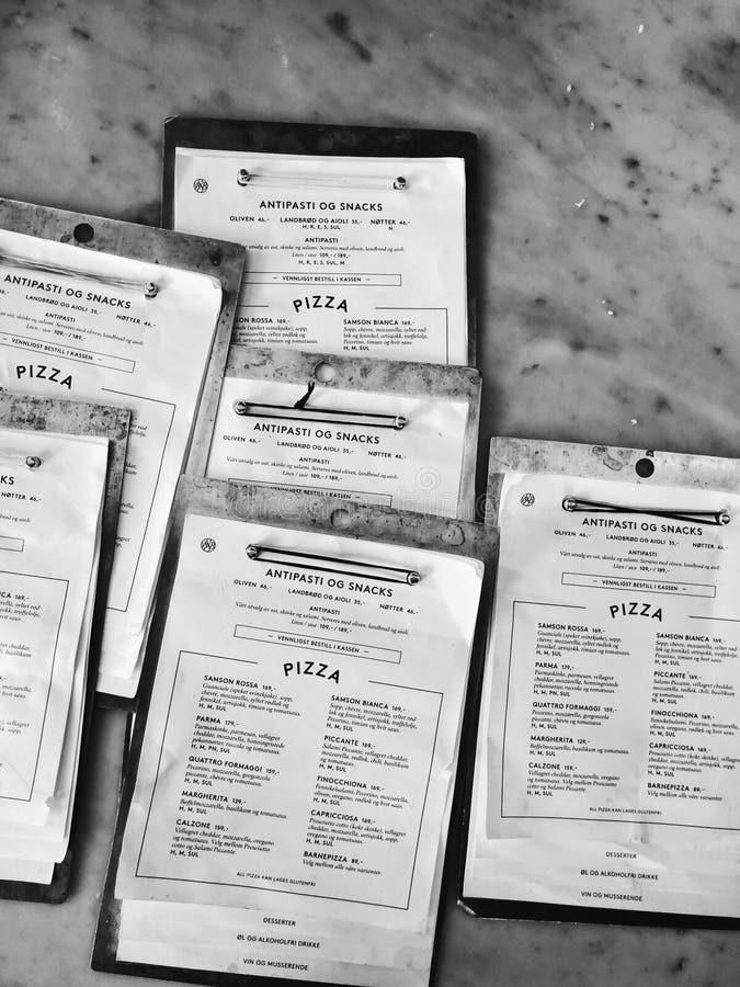 Five Antipasti Og Snacks Menus Stock Photo - Image of number, text ...