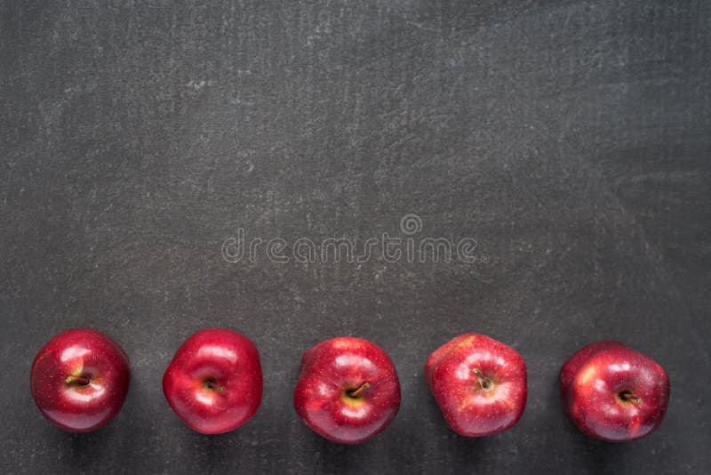 Five Apples on Painted Board Stock Photo - Image of nature, market ...
