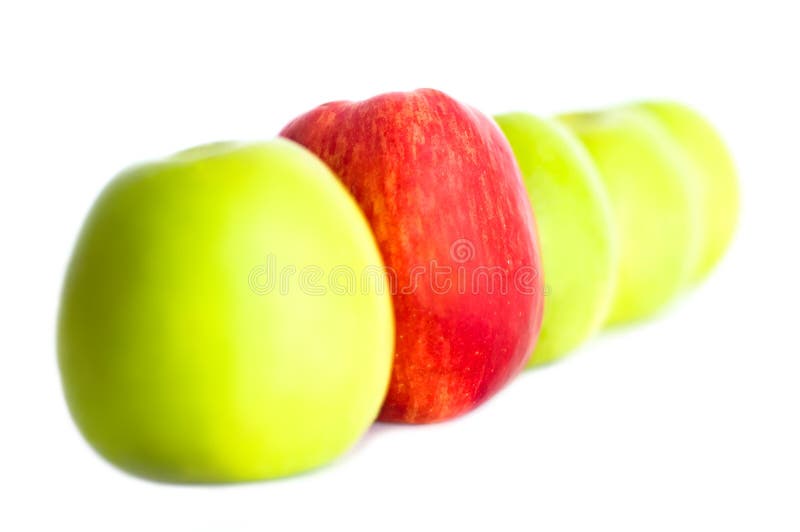 Five apples in a row stock image. Image of option, idea - 4017181