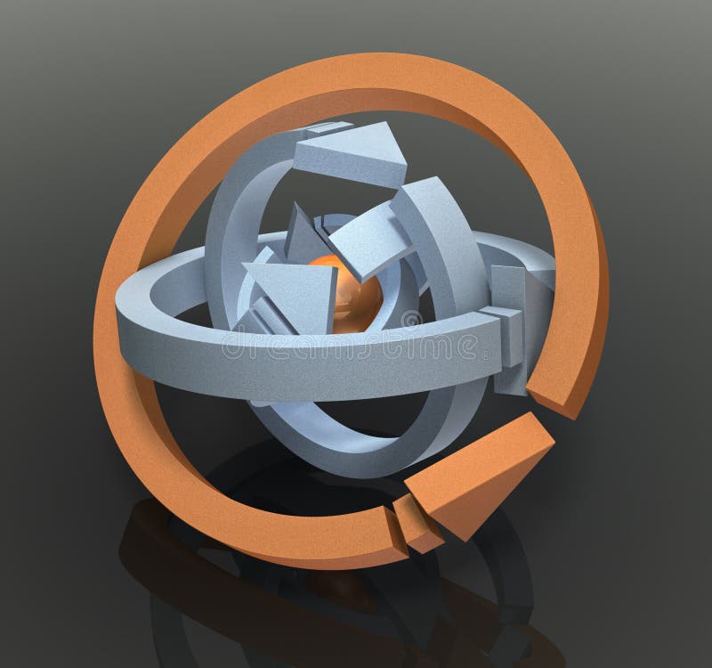 Five Arrows Around the Central Nucleus. Stock Illustration ...