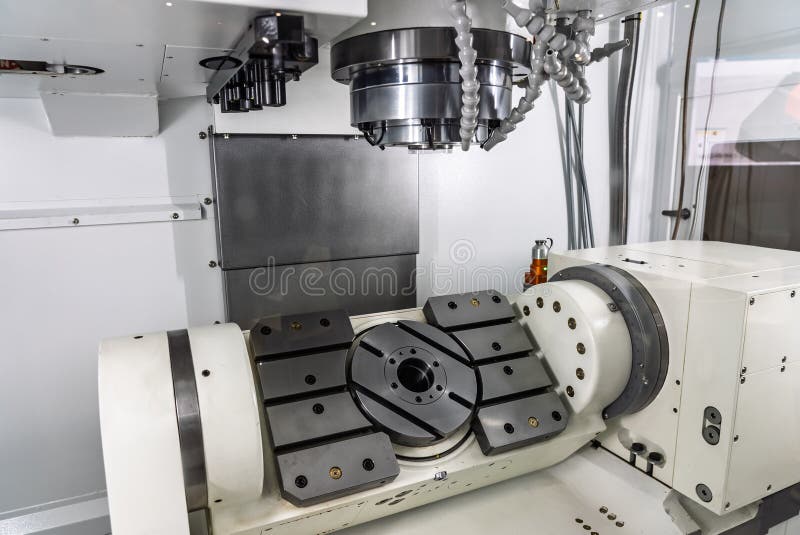 Five Axis Milling Machining Center. Interior of a 5 Axis Milling ...