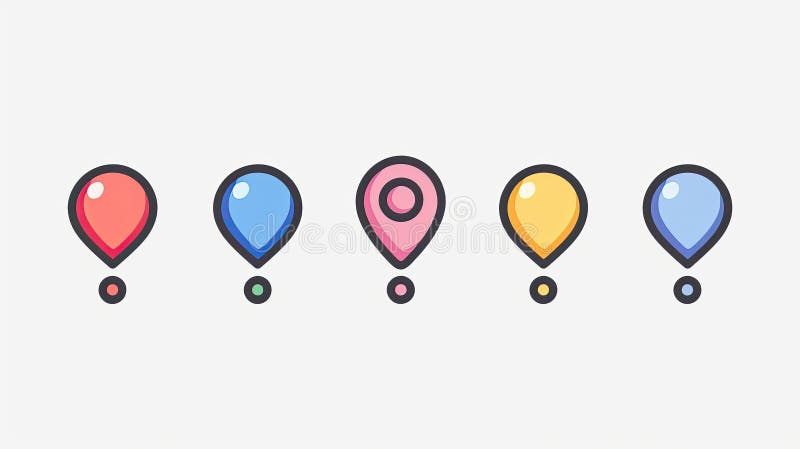 Five Balloons with a Map on Top of Them Stock Illustration ...