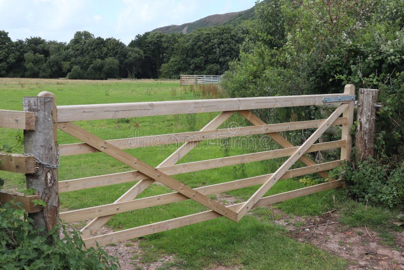 A Five Bar Gate at the Entrance To a Field Stock Photo - Image of lane ...
