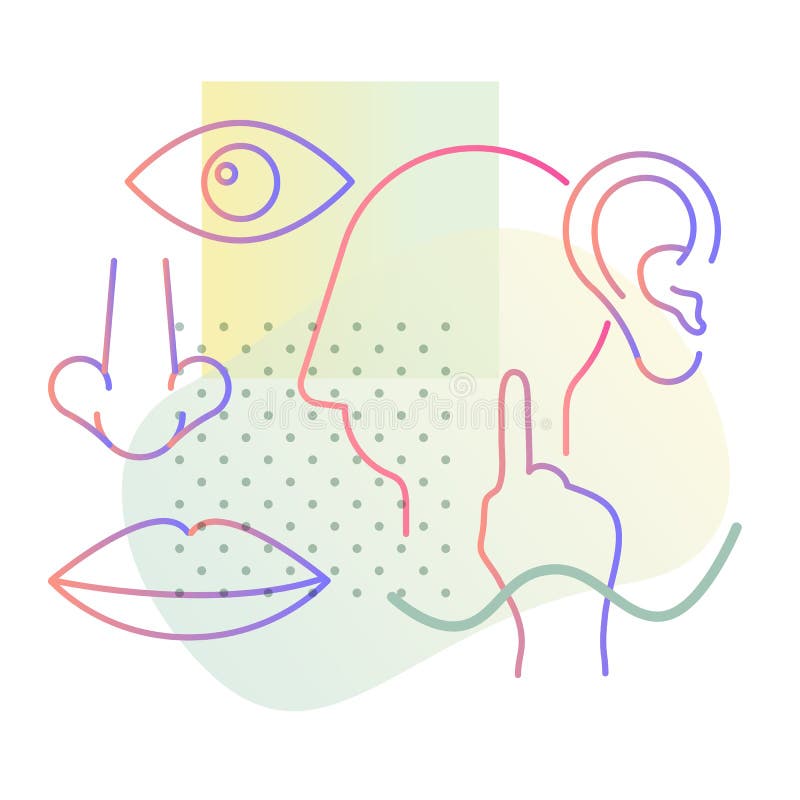 Five Basic Senses - Icon stock illustration. Illustration of listening ...