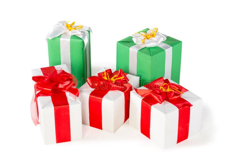 Five Beautifully Packaged Gift Boxes in Stock Photo - Image of giving ...