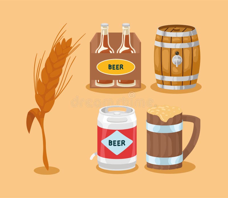Five beers products icons stock vector. Illustration of five - 248284992