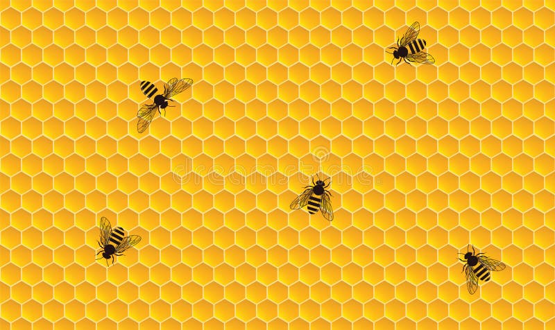 Five Bees Work on Yellow Beehive Stock Vector - Illustration of ...