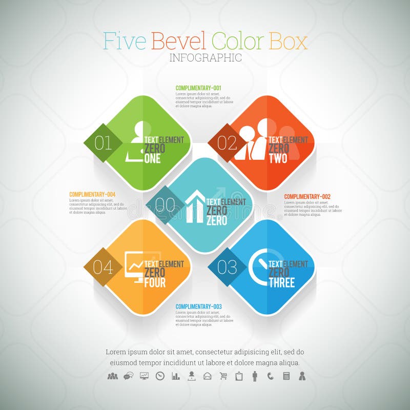 Five Bevel Color Box Infographic Stock Vector - Illustration of color ...